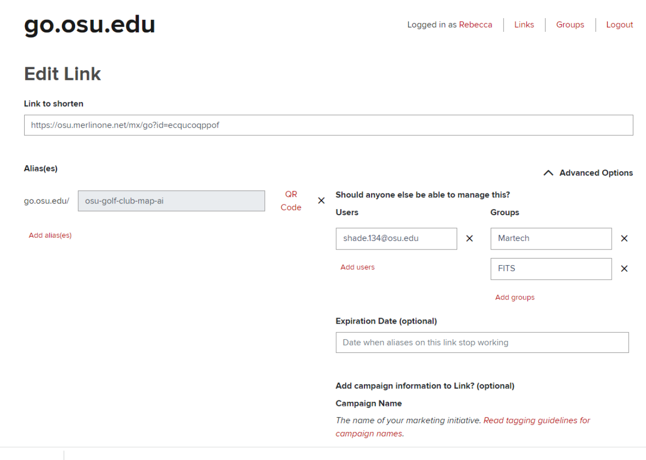 Go URL Shortener | The Ohio State University